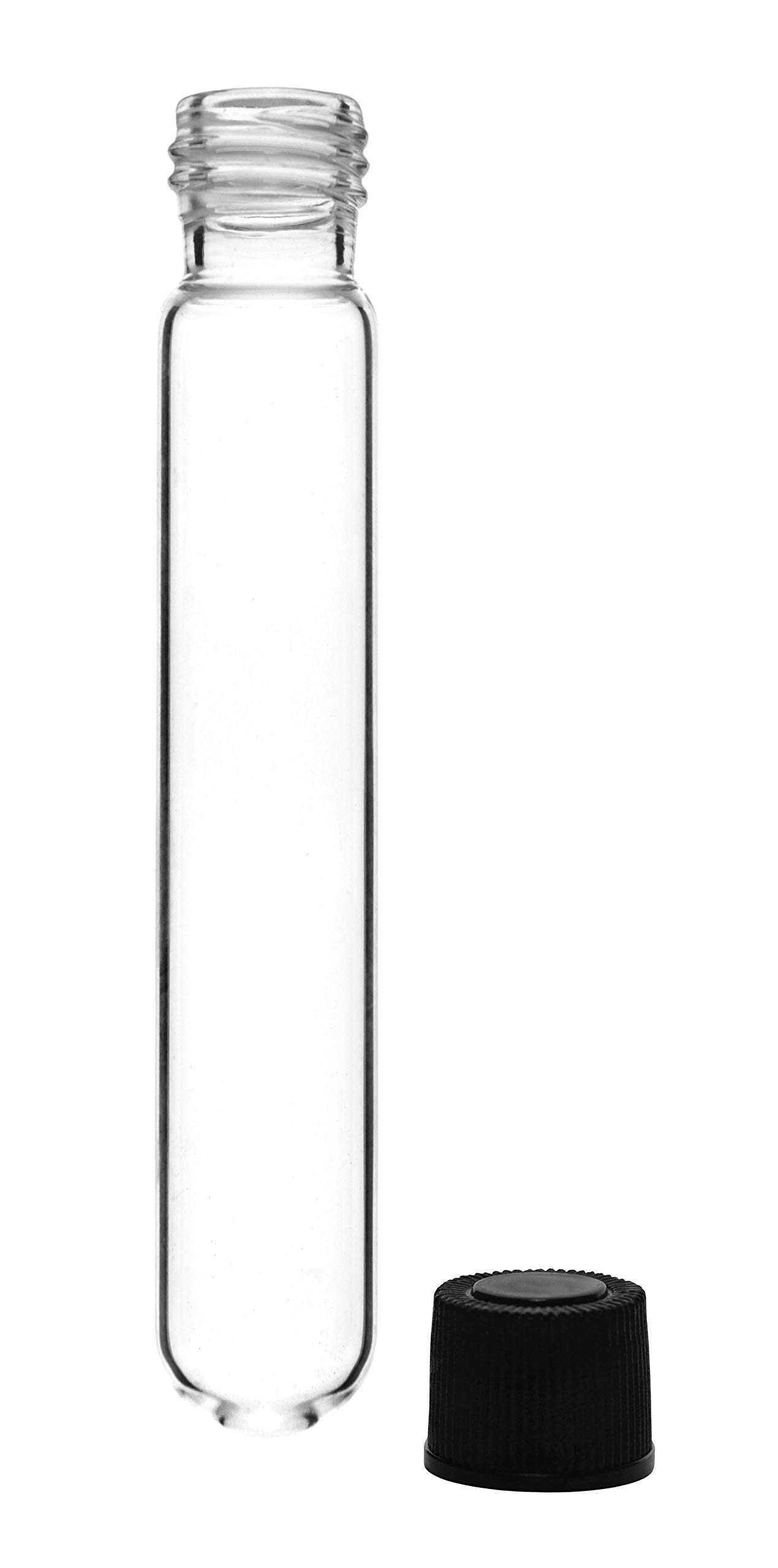 EISCO 24PK Test Tubes, 10ml - Bakelite Screw Cap with Rubber Liner - Borosilicate 3.3 Glass - 3.9" x 0.6" - Round Bottom - Leak Proof