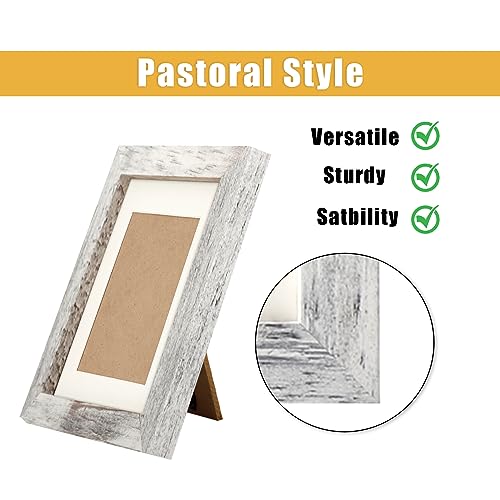 AVEAX 6x6 Picture Frame Display Pictures 4x4 with Mat or 6x6 Without Mat, Set of 4 Square Photo Frame for Wall or Tabletop White