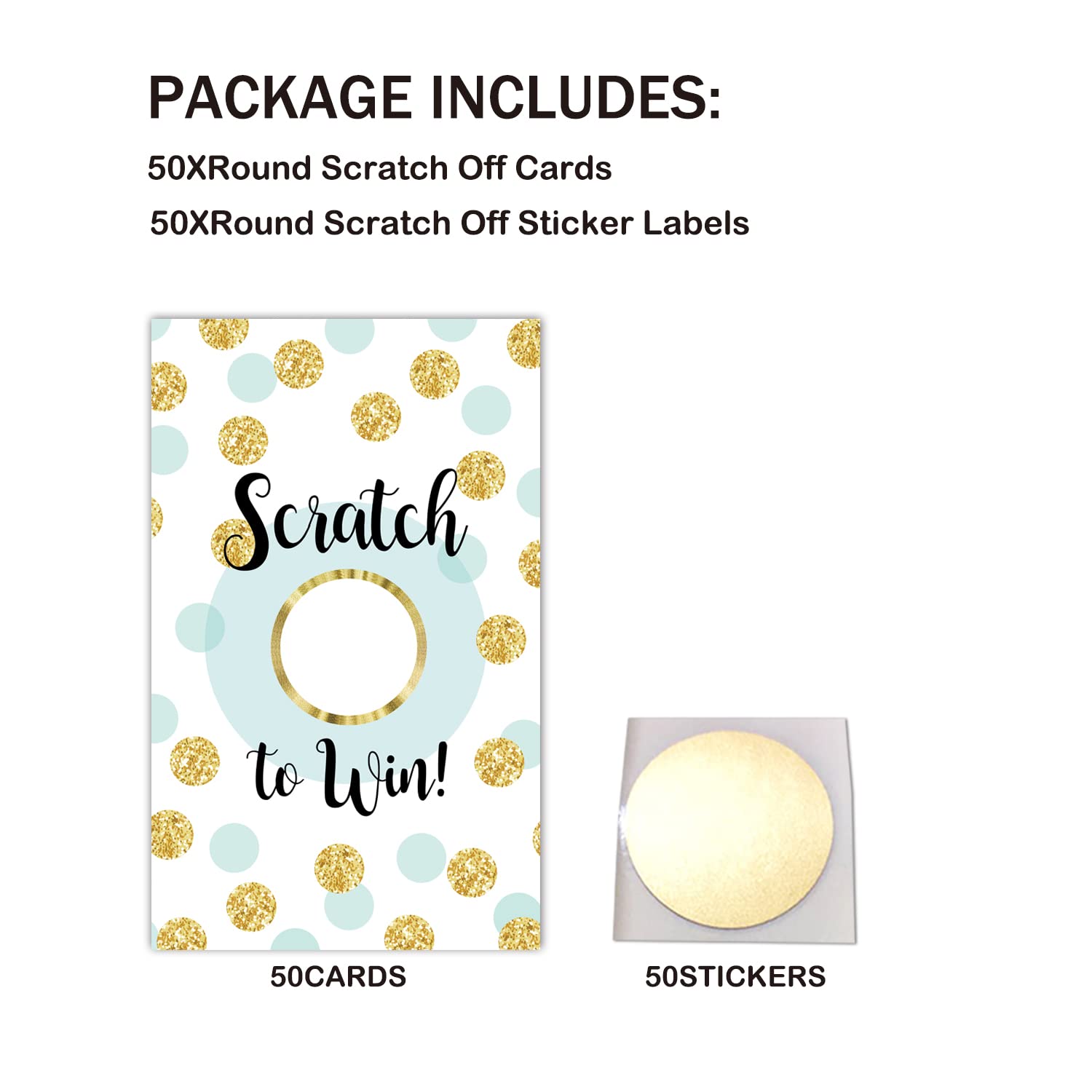 50 Blank Gift Certificate Scratch Off Cards, Clients or as Luxury Holiday Vouchers, DIY Coupon Cards for Birthday, Bridal Shower Activity, Raffle Ticket Drawing, Reveal to Win Event(Golden dots)