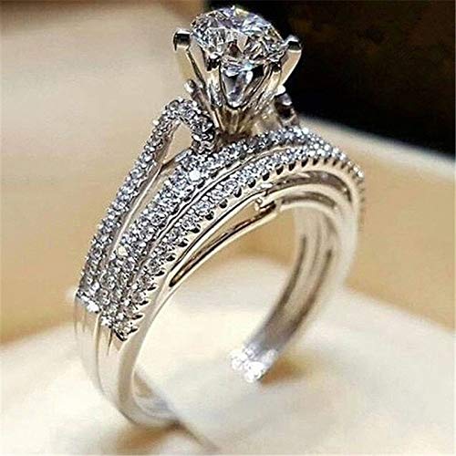 Opal Jewelry Ladies 925 Silver White Sapphire Ring Set Anniversary Bride Wedding Band Jewelry (9)