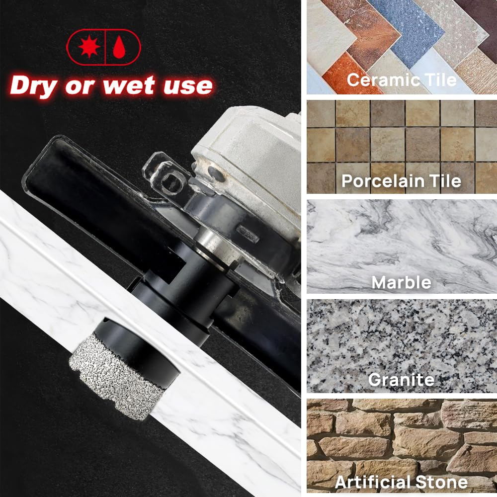DT-DIATOOL Daimond Core Drill Bit 6 Inch Vaccum Brazed Hole Saw with 5/8"-11 thread Drilling for Procelain Tile Ceramic Stoneware Marble Granite Stone Brick