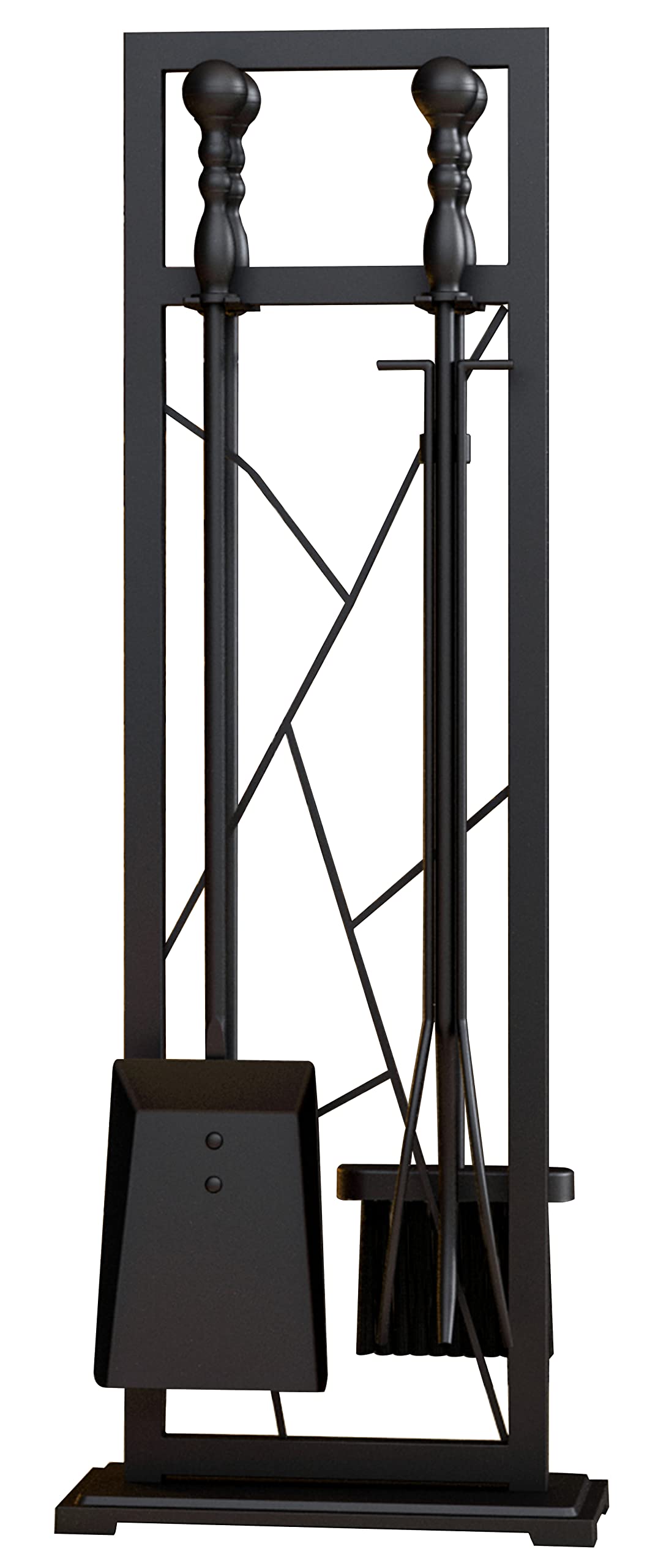 Fire Beauty Fireplace Tools, 5 Pieces Fireside Accessories Fire Kit Set, Stand Woodstove Tools Holder Wrought Iron Handle Indoor Fireset Stand (30.5 Inches)