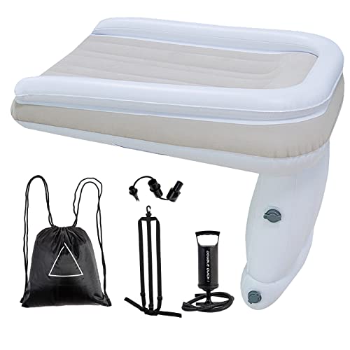 Fonkoufi Inflatable Toddler Travel Bed，Kids Travel Bed- Portable Baby Bed, Airplane Travel Essentials Kids，Toddler Air Mattress Suit for Economy Seats, Train, Car