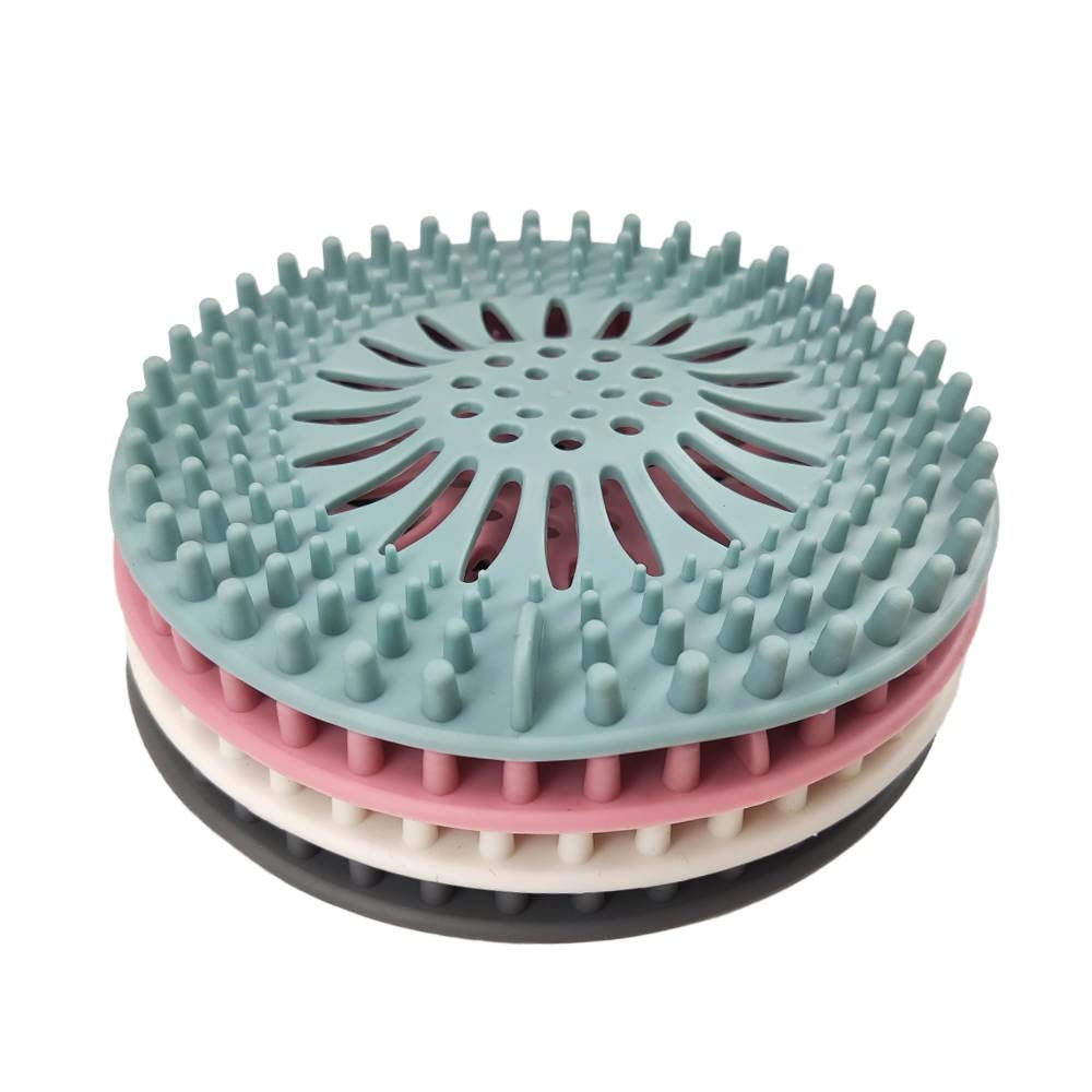Drain Strainer Hair and Debris Catcher Set Shower and Sink Drain 4 Pack, 5.12β *5.12β *0.48β, White, Blue, Pink, Dark Gray