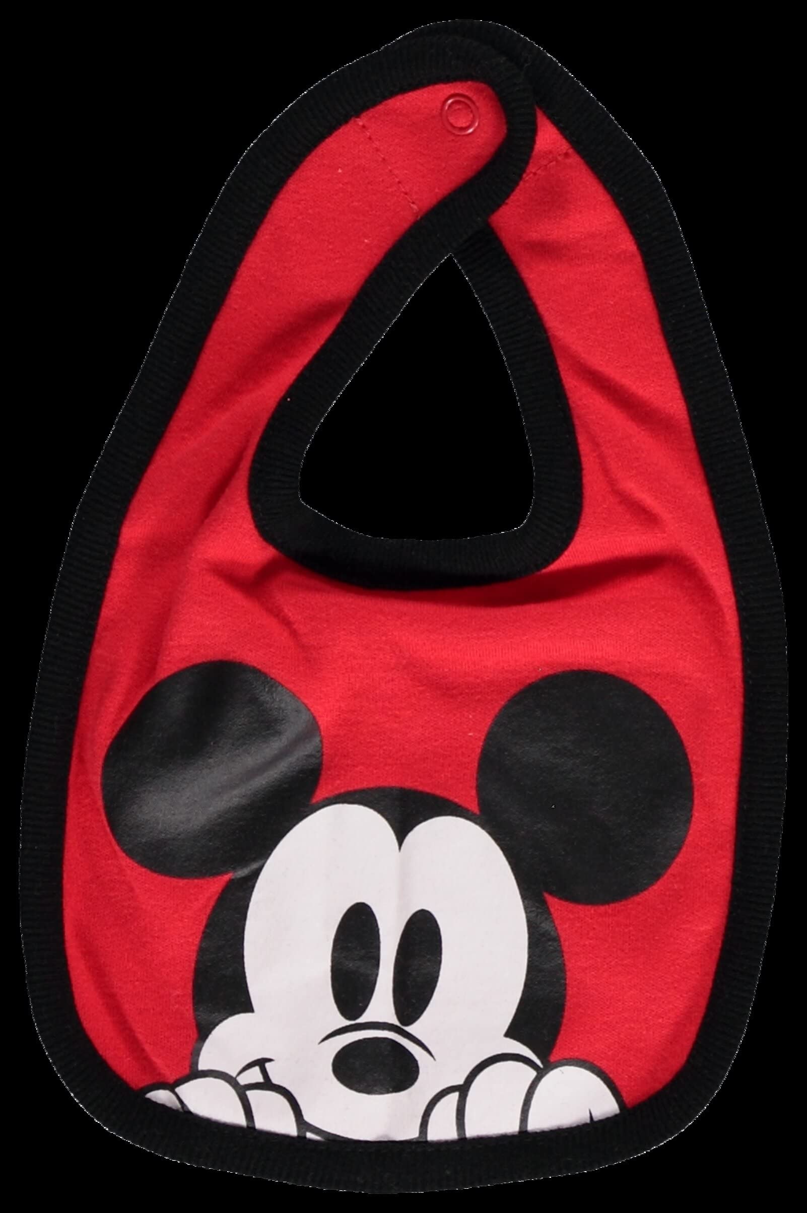 Disney Mickey Mouse Newborn Baby Boys 4 Piece Outfit Set: Bodysuit Pants Bib Hat Red/Black 3-6 Months