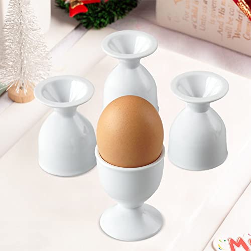 Cinf Ceramic Egg Cup Christmas Gift Set of 4 Porcelain Holder Breakfast Boiled Cooking Easy to Clean Childhood Memories Kitchen