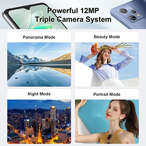 Blackview Unlocked Smart Phones A53, 7GB+32GB 1TB TF, 5080mAh Battery+OTG, Android 12, 6.52 inch HD+,4G Dual SIM, Face ID, GPS, 12MP Camera, 3.5mm Jack, Android Cell Phone Unlocked Smartphone|Grey…