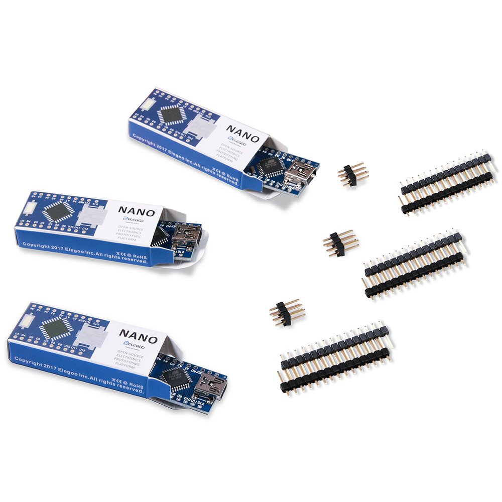 ELEGOO Nano Board CH 340/ATmega+328P Without USB Cable, Compatible with Arduino Nano V3.0 (Nano x 3 Without Cable)