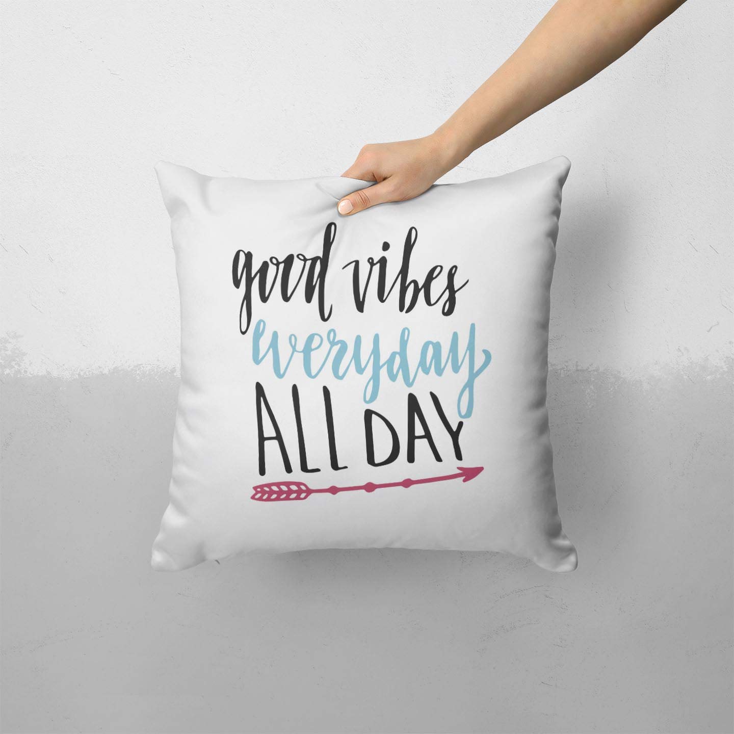 iiRov Good Vibes Everyday All Day - Custom Decorative Home Decor Indoor or Outdoor Throw Pillow Cover for Sofa, Bed or Couch Cushion (Pillow CASE Cover ONLY)