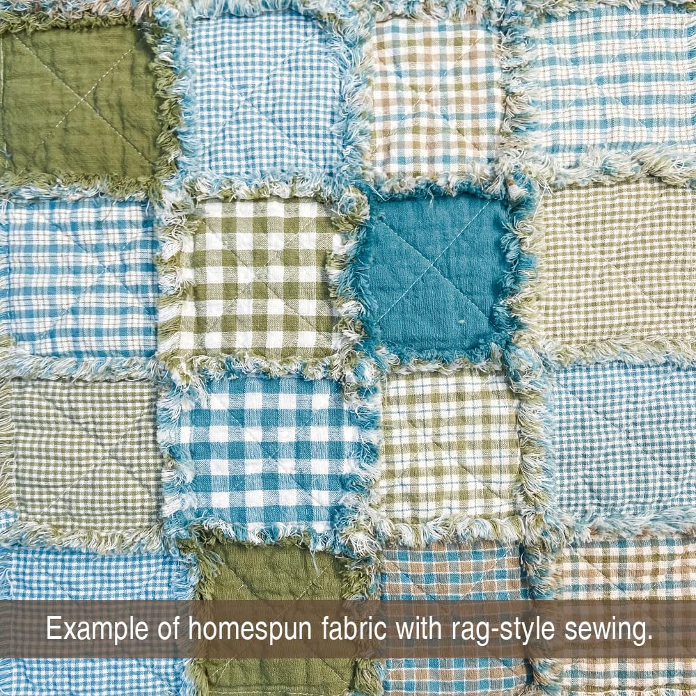 Sage Green 5 Mini Buffalo Plaid Homespun Cotton Fabric by JCS - Sold by The Yard