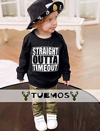 Toddler Baby Boy Clothes Long Sleeve Funny Letter Sweatshirt Top + Camouflage Pants Outfit Set (A-Black, 3-4T)