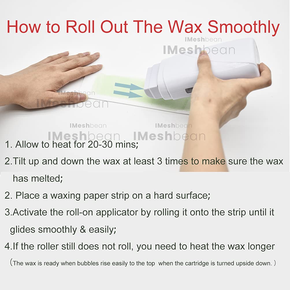iMeshbean® Depilatory Roll on Wax Heater Roller Warmer Cartridge Strips Honey & Milk Hair Removal Kit for Women Men (2 Wax & 1 Paper)