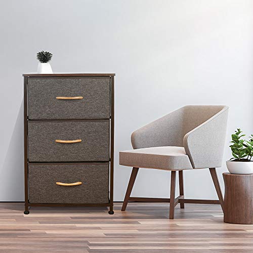 Home Dresser|Storage Organizer|Storage Tower|Wood Top|Removable Drawers|Non-Woven Synthetic Fabric|Height Adjustable Feet|Organizer Unit for Bedroom,LivingRoom,Hallway,Entryway (3 Drawers -Espresso)