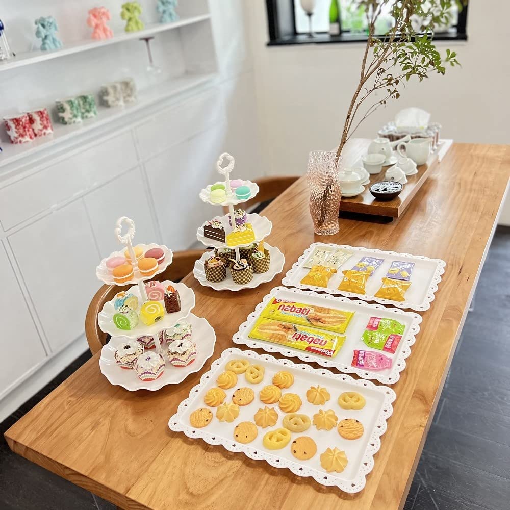 5 Pcs 3 Tier Cupcake Stand Set, Dessert Table Display Set with 2X Small 3-Tier Cupcake Stands + 3X Appetizer Trays Perfect for Wedding Baby Shower Home Birthday Tea Party Decoration