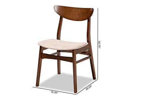 Baxton Studio Parlin Mid-Century Modern Transitional Light Beige Fabric Upholstered and Walnut Brown Finished Wood 4-Piece Dining Chair Set