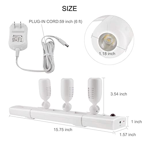 BIGLIGHT LED Track Light, Dimmable Accent Lighting with Rotatable Heads, Plug in Spotlight with Remote Control for Highlight Kitchen Counter Cabinet Gallery Picture Bathroom Basement Artwork