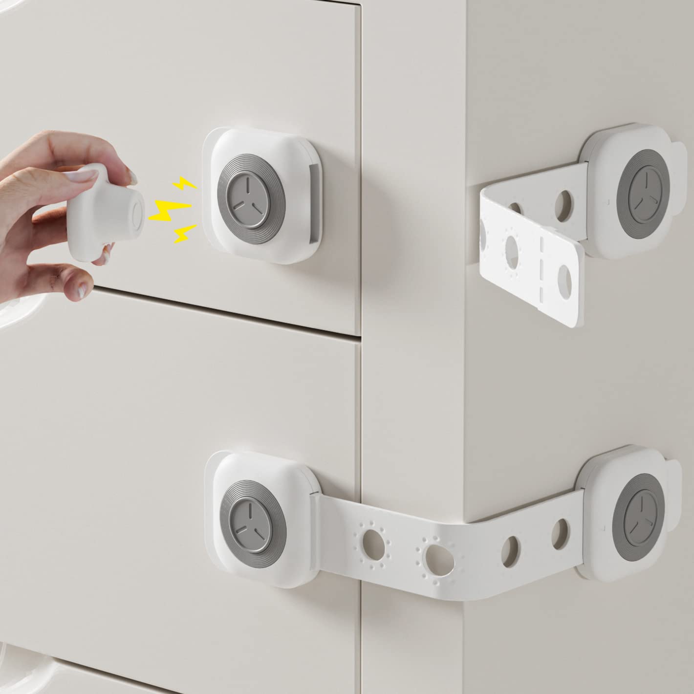 6 Pack Childproof Magnetic Cabinet Locks - Adjustable Magnetic Baby Proof Safety Latches with 1 Key for Drawer Cabinet to Keep Child Safe, No Drilling, Easy Installation