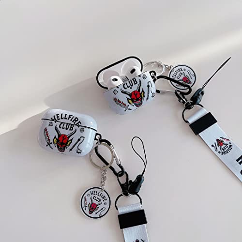 Auto Element Cartoon Anime Stranger Design Soft TPU Airpods 3rd Generatio Case,with Cool Anime Stranger Lanyard Keychain,Suitable Fashion Man Women Girl Airpods 3rd Case