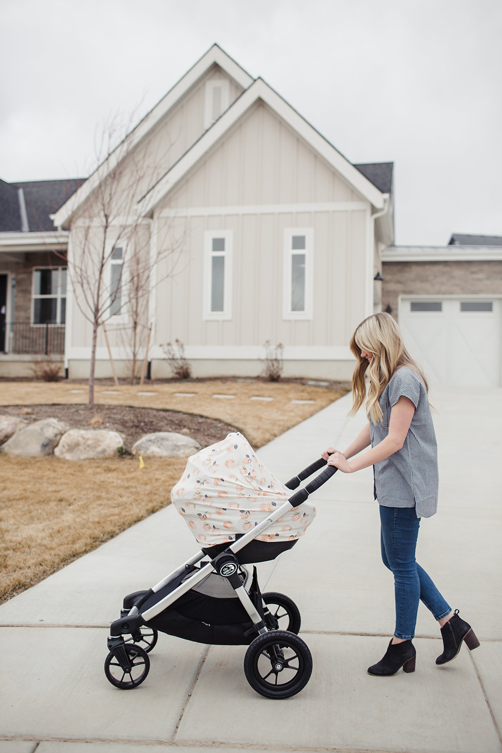Copper Pearl Multi-Use Cover: Car Seat Covers, Nursing Cover, and Stroller Cover for Sun - Stretchy Fabric, All-Season Use, Stylish Designs, Easy Access for Moms - Caroline