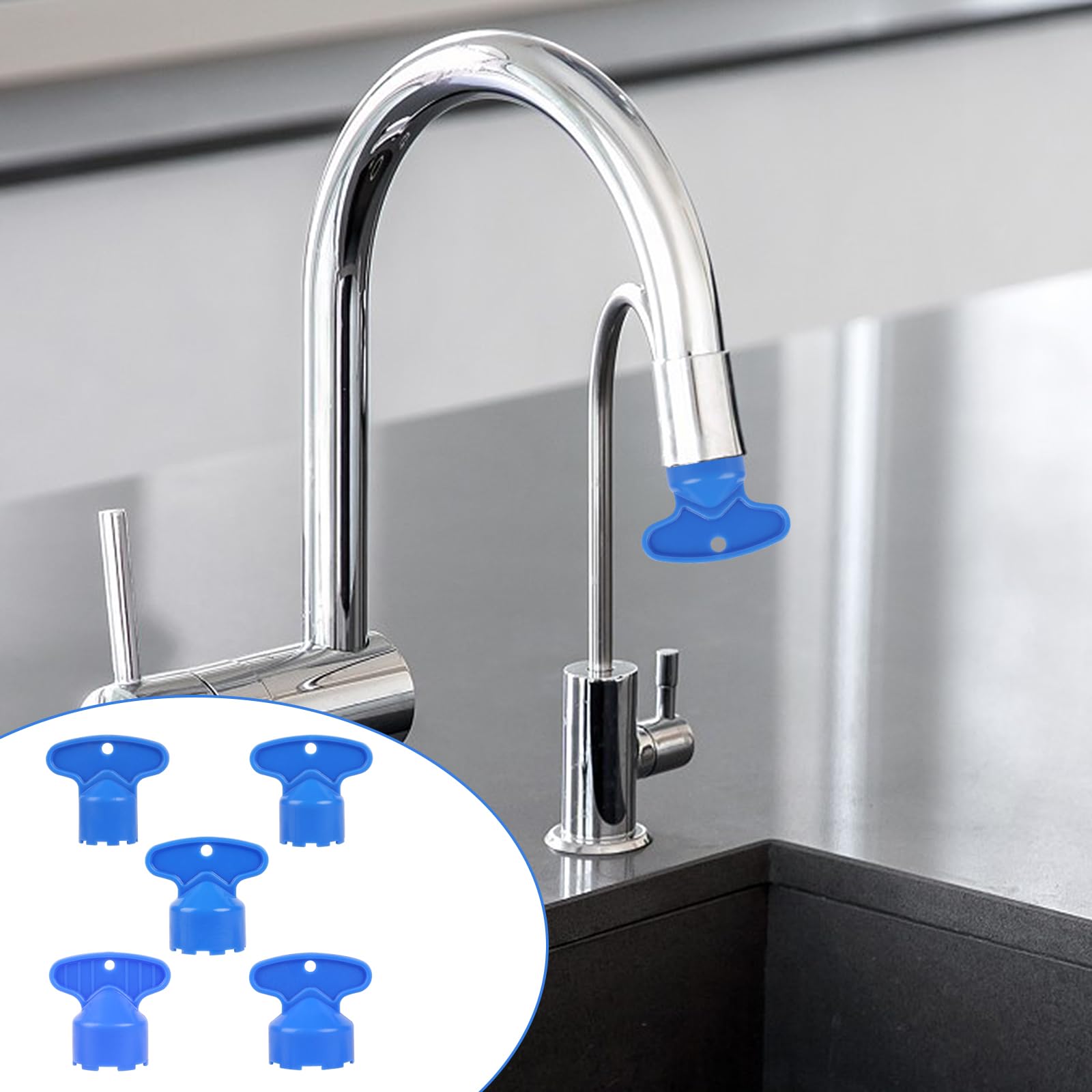 5 PCS Faucet Aerator Key Removal Wrench Tool Replacement Cache Aerators Removal Tool with 5 Sizes M16.5, M18.5, M21.5, M22.5, M24, Faucet Aerator Removal Tool for Bathroom Kitchen Sink