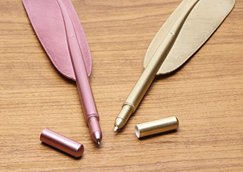 PENTA ANGEL Feather Pens 4Pcs Creative Rollerball Pens Artificial Wing Feather Ballpoint Gel Ink Pens Gift Set for Office School Teachers Students Stationary Supplies, Black Ink