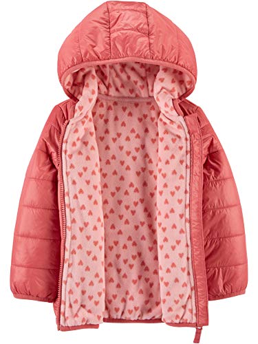 Simple Joys by Carter's Girls' Puffer Jacket, Pink Hearts, 5T