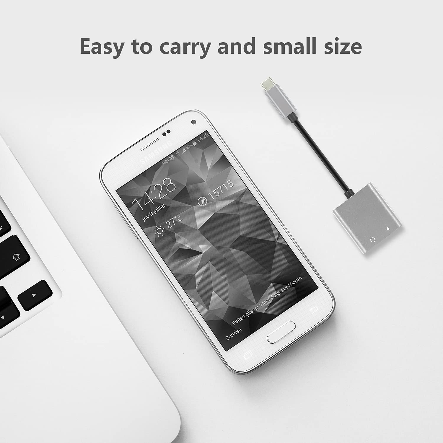 PEPPER JOBS USB-C to 3.5 mm Headphone Jack Adapter 2-in-1 USB-C to AUX Adapter with Fast Charging, Compatible with Samsung Galaxy S21 Series and More (C2PDA)