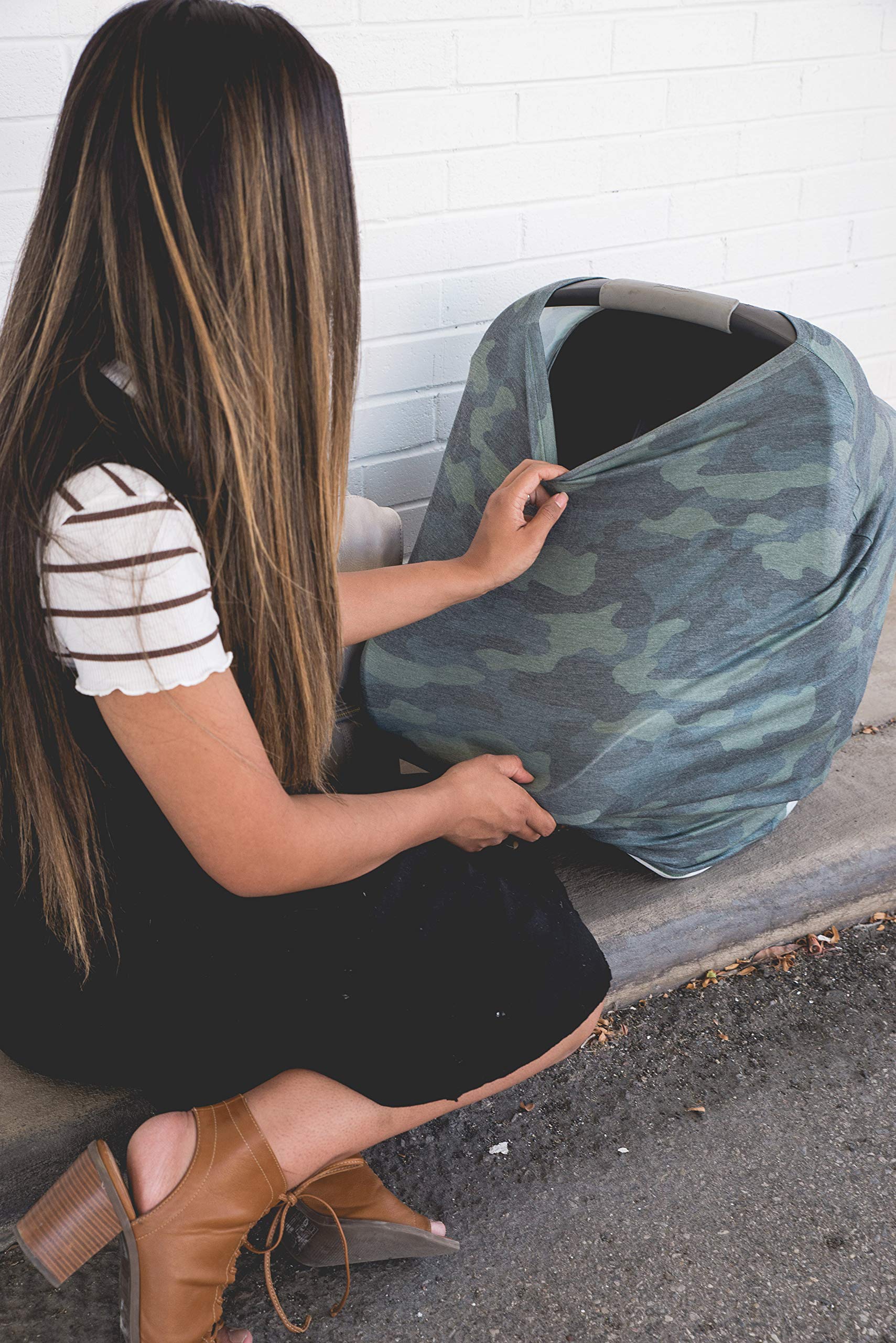 Copper Pearl Multi-Use Cover: Car Seat Covers, Nursing Cover, and Stroller Cover for Sun - Stretchy Fabric, All-Season Use, Stylish Designs, Easy Access for Moms - Hunter
