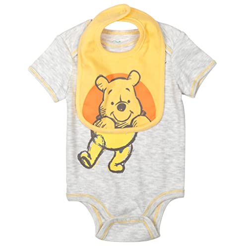 Disney Winnie The Pooh Baby Boys Girls Layette Set: Bodysuit Pants Bib Hat 0-3 Months Yellow