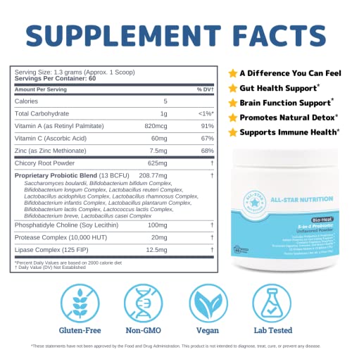 5-in-1 Bio-HealĀ® Probiotic for Kid, Men & Women (Powder) - Best Supplement for Brain Function, Gut Health & Constipation - Shelf Stable & Fortified with Vitamins, Minerals & Prebiotics