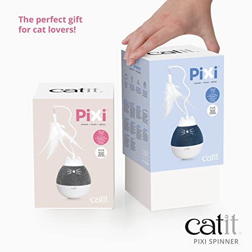 Catit PIXI Spinner, Treat Dispensing Cat Toy, Silver