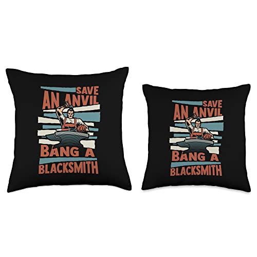 Forging Tools Equipment Kit Gifts For Beginners Save Bang Forging Anvil Blacksmith Throw Pillow, 18x18, Multicolor