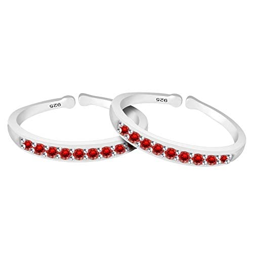 925 Solitaire Red Ruby Toe Rings in Pure 925 Sterling Silver for Women Gift For Women's By ELITE GEMS