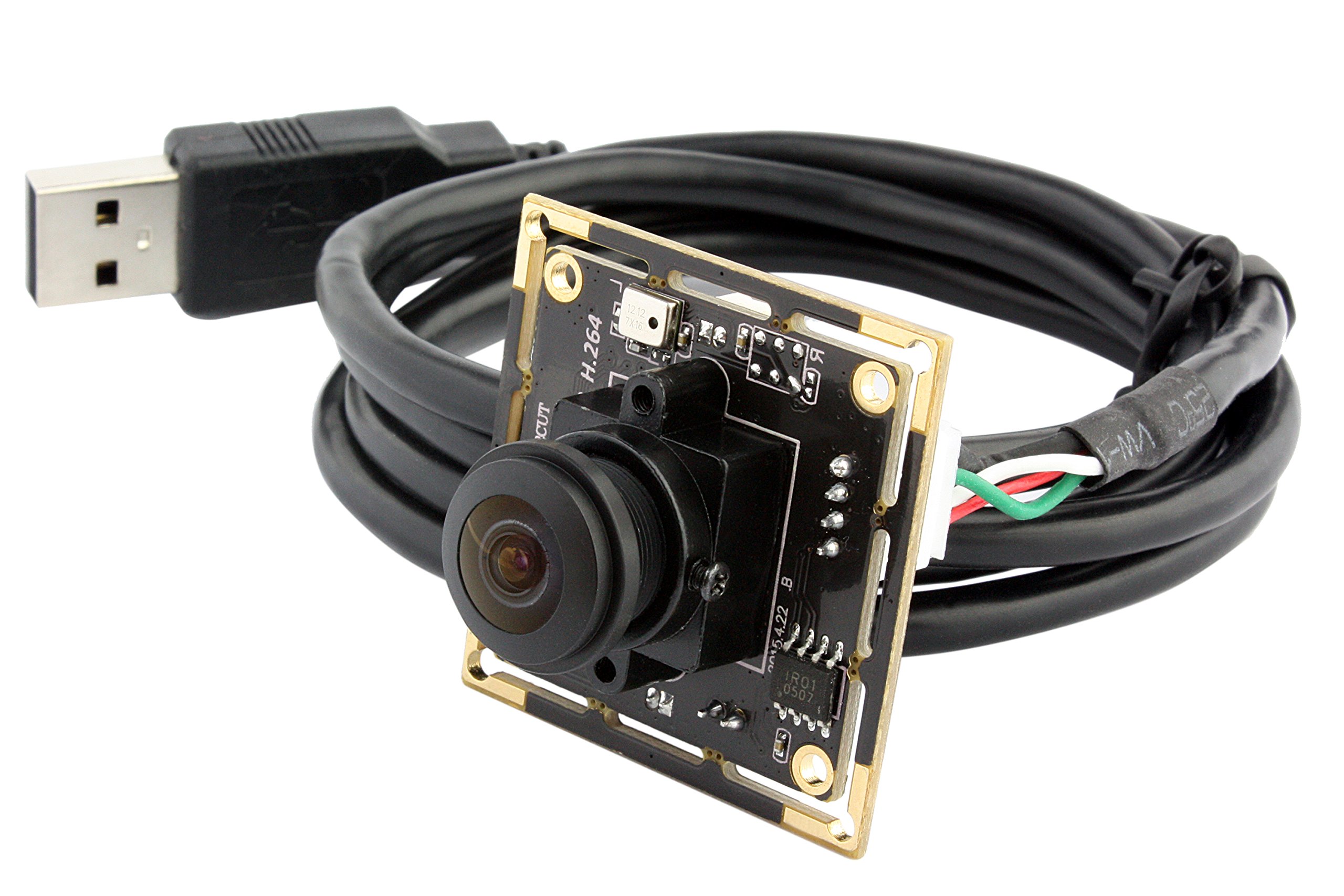 ELP 180degree Fisheye Raspberry Pi 1080P H.264 Microphone PC Web USB Security Camera for Laptop Wide Angle Mini UVC USB2.0 Video Audio Webcam Board 2MP CMOS AR0330 Lightburn Laser Camera for Computer
