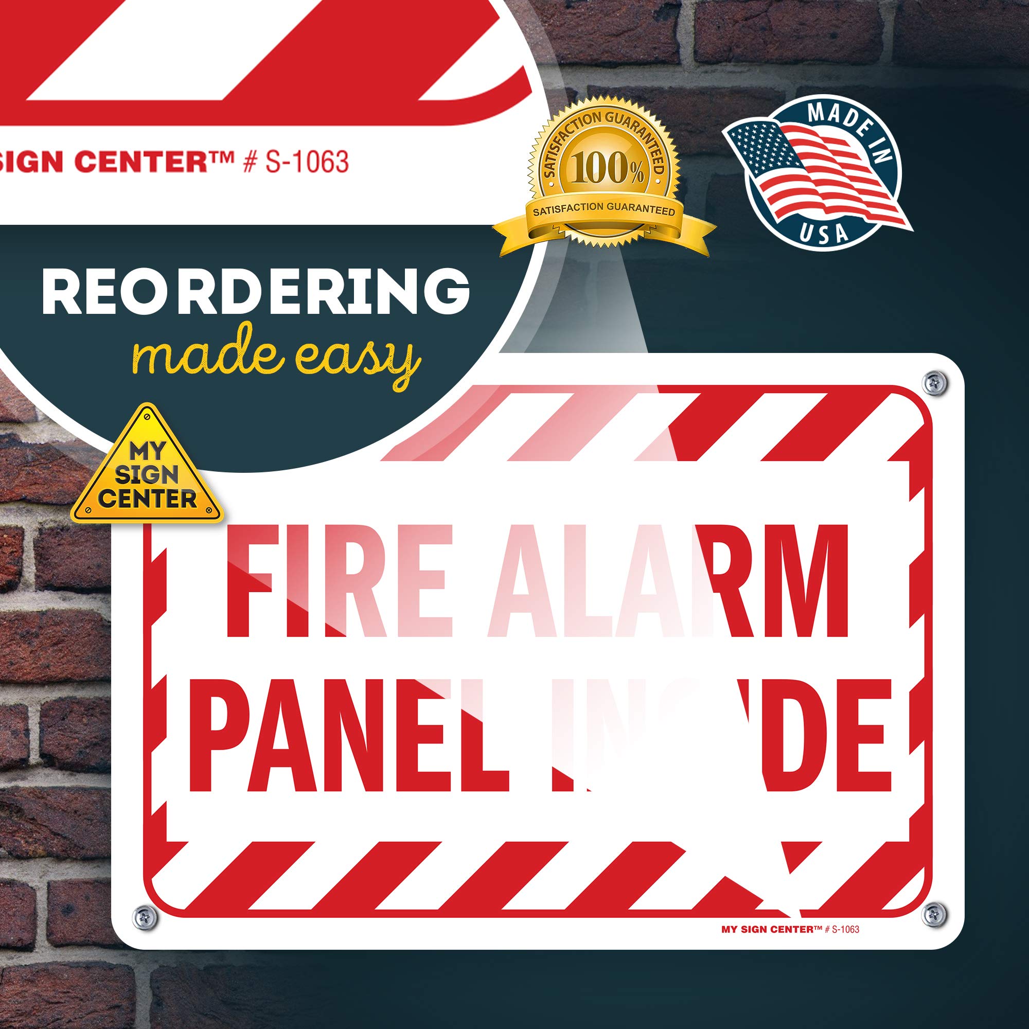 Fire Alarm Panel Inside Sign, 10x7 Inches, Rust Free .040 Aluminum, Fade Resistant, Made in USA by My Sign Center