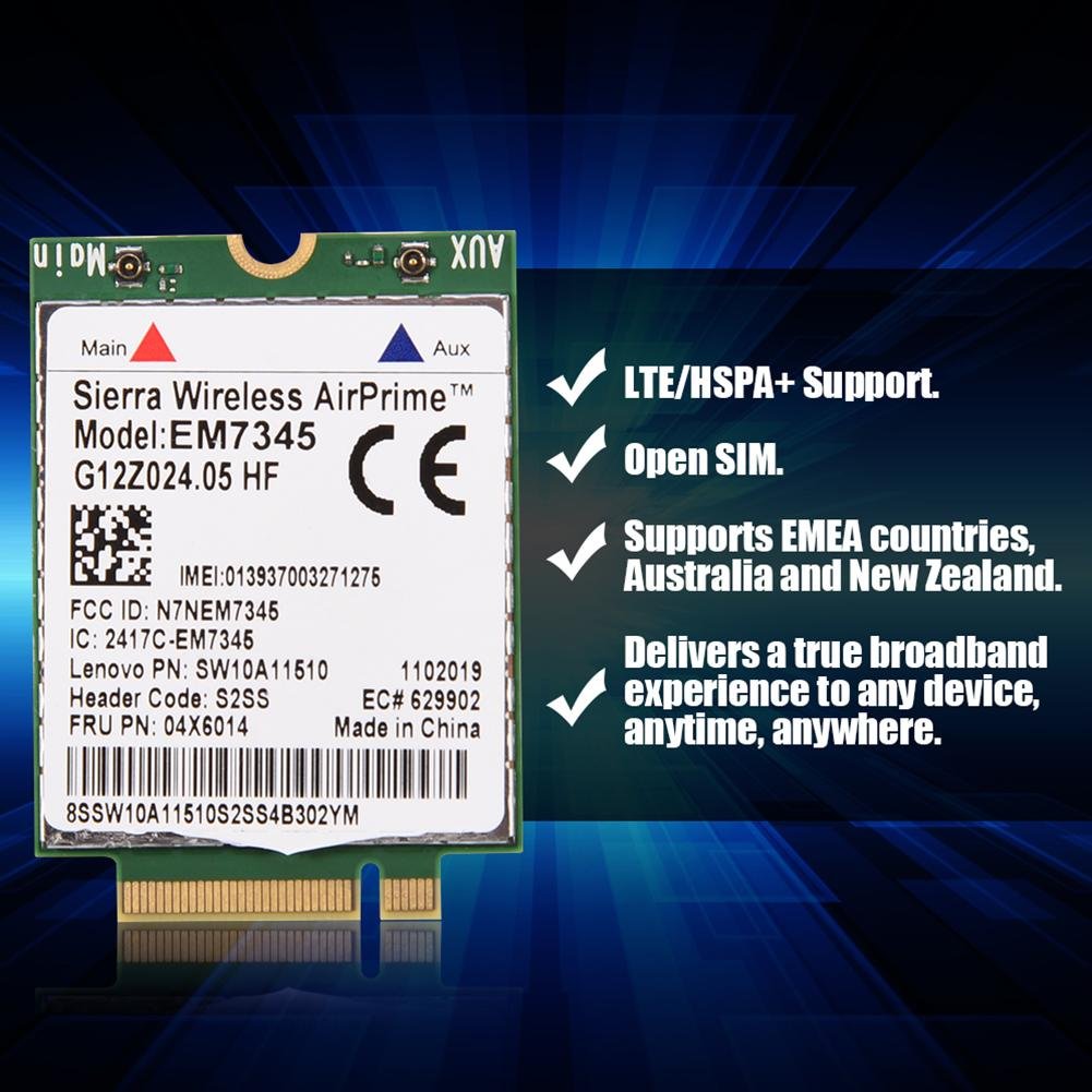 EM7345 Module Card,04X6014 4G LTE WWAN Card Module,ThinkPad Dedicated 4G Module,NGFF/M2 Interface for Thinkpad X250 X1C W550 T450 X240 T440 EM7345, High Speed LTE Mobile Broadband