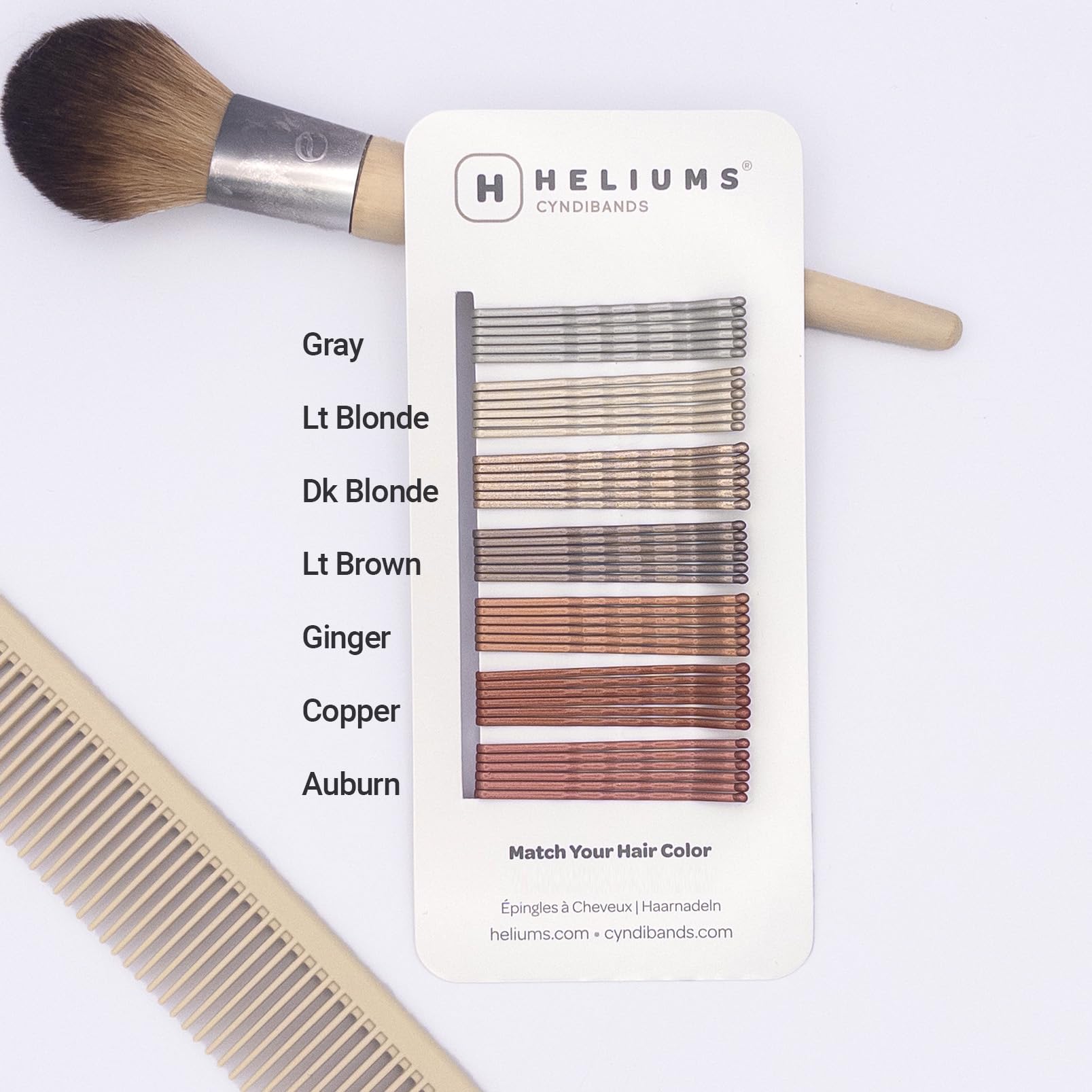 Heliums Bobby Pins - Light Ash Blonde - 2 Inch Wavy Hair Pins, Matte Metallic Color Blends with Light Ash Blonde Hair, 48 Count