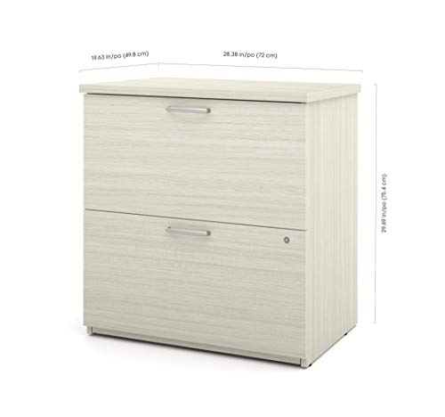 Bestar Logan U-Shaped Desk with Hutch, Lateral File Cabinet, and Bookcase, 66W, White Chocolate