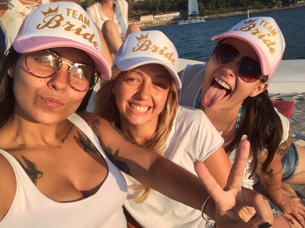 6 Pack Pink Team Bride Baseball Hats Bachelorette Party Bridal Wedding Shower Mesh Caps for Women Girls