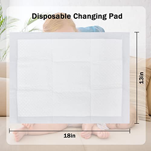 FORYEE Disposable Changing Pad Liners for Baby 17 x 13 Inches (100 Pack) Waterproof Underpads Soft Non-Woven Fabric Breathable Changing Pad for Changing Table - White