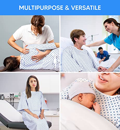 Wrinkle-Free Patient Gown - Fine Cotton Blend - Soft and Comfortable Fabric - Back Front Tie - Fit Easily Up to 2XL Size - Multipurpose Hospital Gown for Men and Women - Reusable and Washable -4 Pack