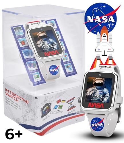 NASA Kids Interactive Smart Watch with Educational Features, Step Counter, Voice Recorder, Camera, Games, Alarm, Timer, Stopwatch, Touchscreen Display, and Fun NASA Themes for Learning and Play