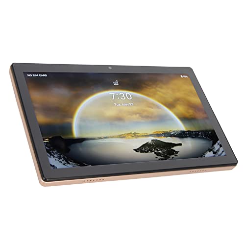 Airshi Gaming Tablet, US Plug 100‑240V 6GB RAM 256GB ROM Octa Core CPU 10.1 Inch FHD Office Tablet for School (Gold)
