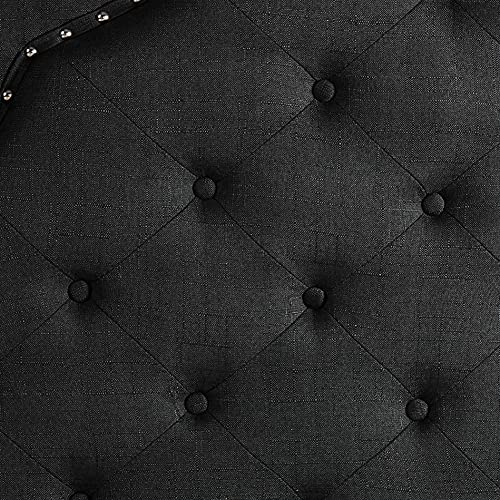 HomeLife Premiere Classics 51" Tall Platform Bed with Cloth Headboard and Slats - Queen (Black Linen)