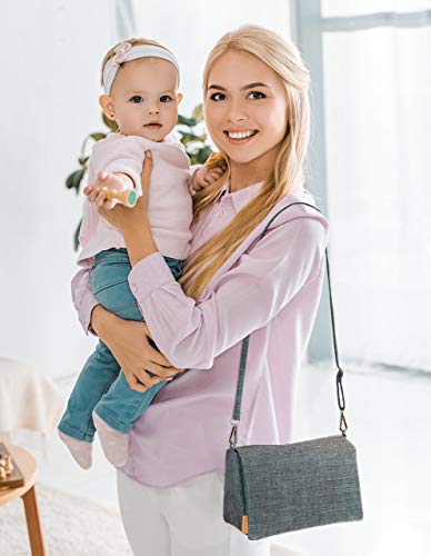 liuliuby Crossbody Diaper Clutch - Diaper Pouch, Small Diaper Bag, Wristlet (Heather Gray)
