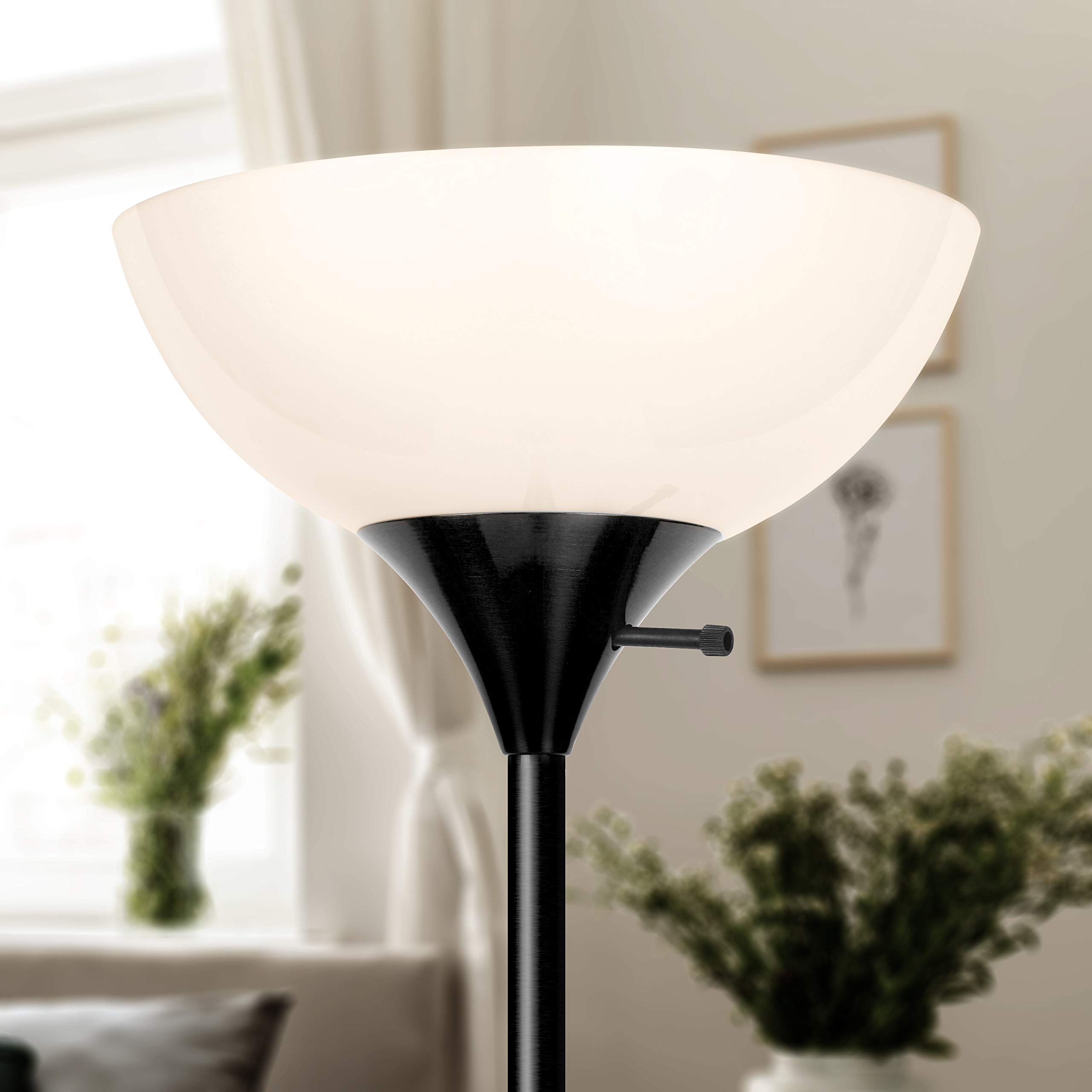 Brightech Sky Dome Dimmable LED Floor Lamp, Torchiere Floor Lamp for Living Rooms & Offices β Tall Standing Lamp for Reading & Hobbies β Jet Black