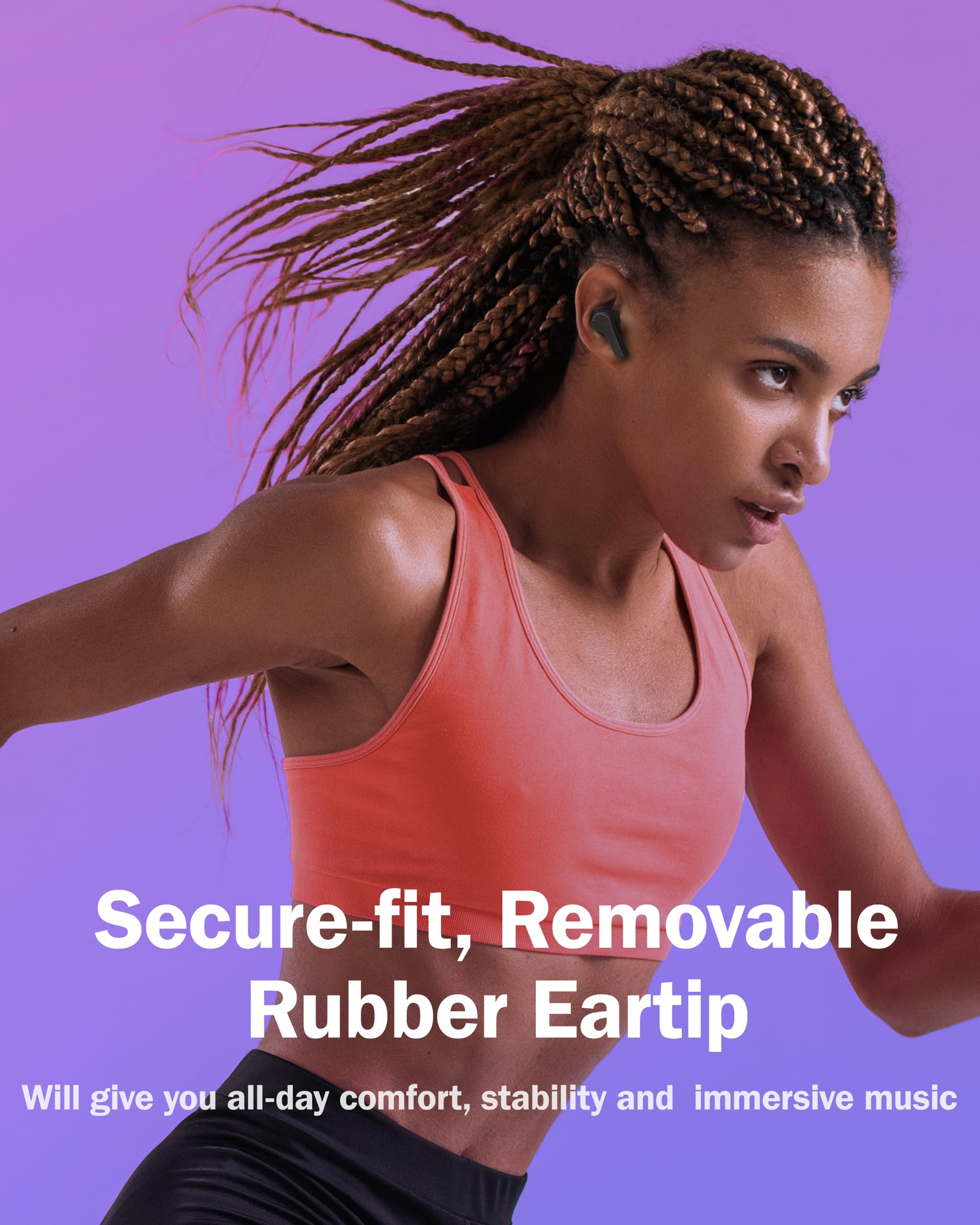 autrebits Wireless Earbuds iOS/Android, Earbuds 26H Playback Bluetooth 5.2 Headphones in Ear Lightweight with Powerful Sound Charging-case Eartips IPX4 Waterproof for Workout Relaxing, Black