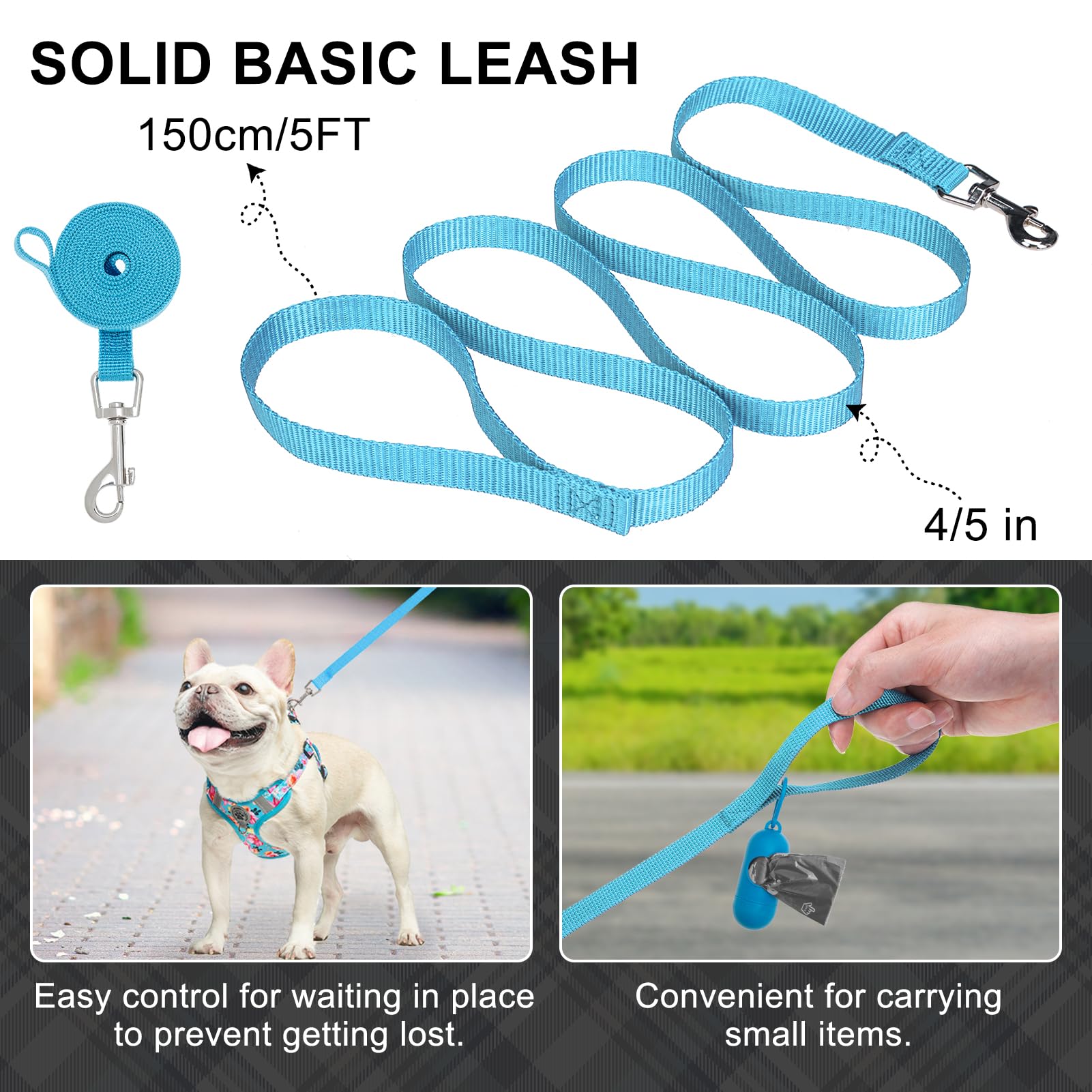 BEAUTYZOO Dog Harness Small Sized, Step in No Pull Dog Harness Collar and Leash Set, Easy Walking Reflective Vest for Small Dogs, Adjustable Soft Mesh Padded Puppy Harnesses Pet Accessories, Blue S
