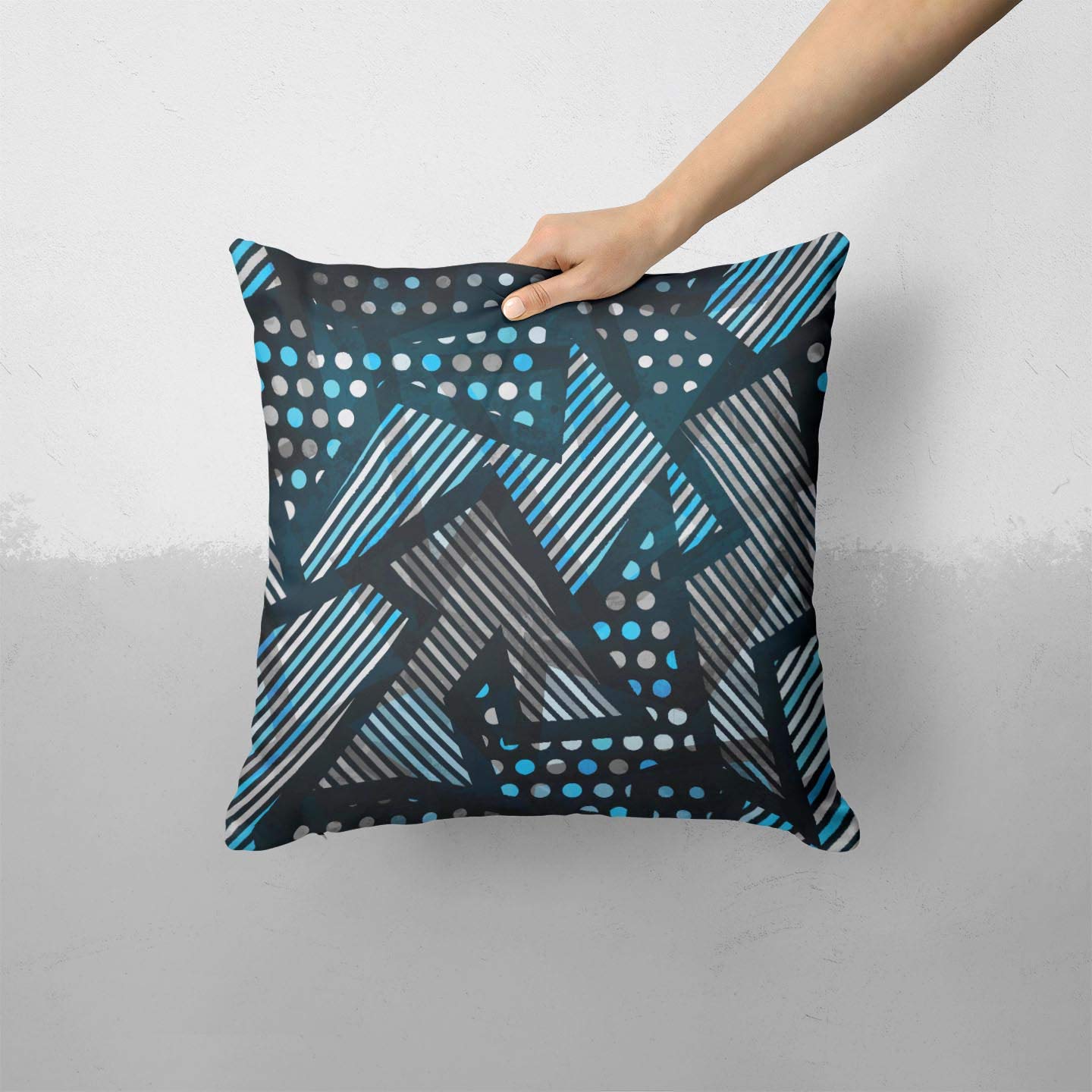 iiRov Abstract Black and Blue Overlap - Custom Decorative Home Decor Indoor or Outdoor Throw Pillow Cover Plus Cushion Set for Sofa, Bed or Couch (Pillow CASE Cover Plus Cushion)