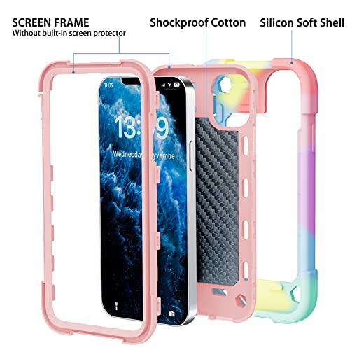 Cookiver for iPhone 11 Case 6.1 Inch with Ring Stand, with 2 Pack Glass Screen Protector ，Heavy-Duty Shockproof Rugged Military Grade Cover with Magnetic Car Mount for iPhone 11 (Rainbow Pink)